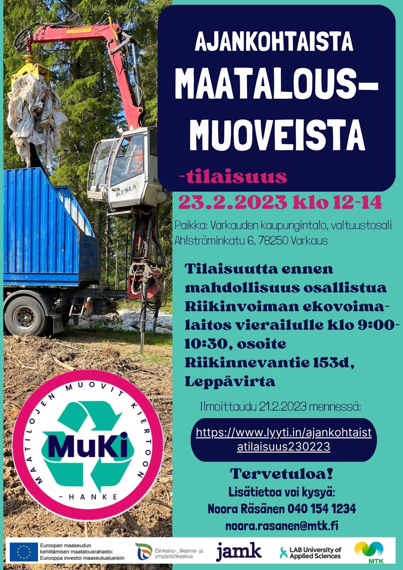 Ajankohtaista maatalousmuoveista -tilaisuus 23.2.2023 Varkaudessa - MTK-Pohjois-Savo - MTK